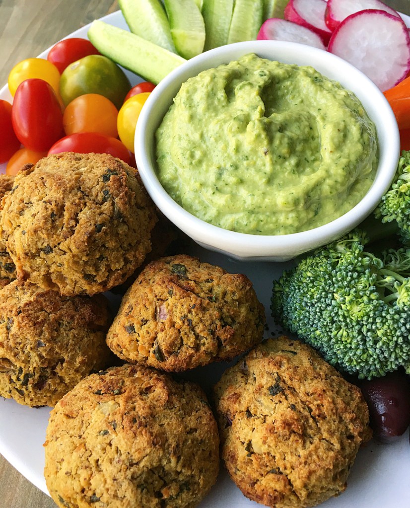 Pistachio Falafel with Green Goddess Tahini & Avocado Dip – Zest My Lemon